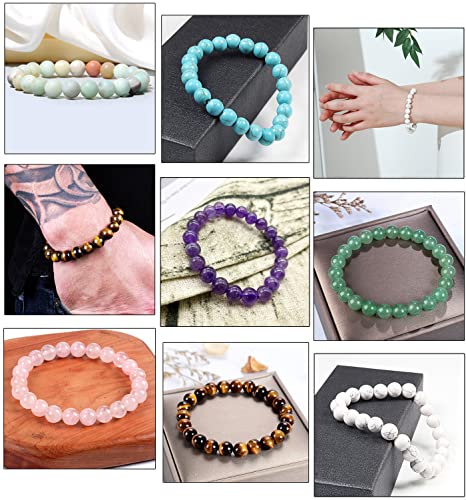 Jewdreamer 12Pcs 8mm Semi-Precious Gemstone Bracelet Healing Crystal Stone Beaded Bracelets for Women Men Unisex Adjustable Bead Stretch Bracelets Set