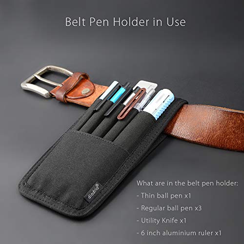 diodrio Belt Pen Holder, Pencil Holder pouch, Pen Sleeve Case Holster for Belt, Hold Multiple pens, Hold 6 Inch Ruler, 4 Pens and a Marker. Made of Durable Fabrics, Detachable, Black.