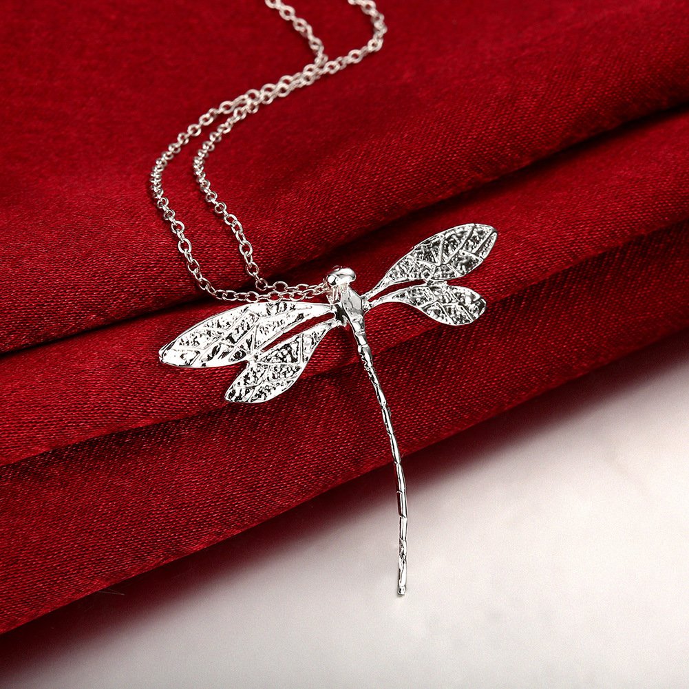 Adecco LLC New Jewelry Fashion Silver Dragonfly Necklace Pendant 18 inch Chain (dragonfly)