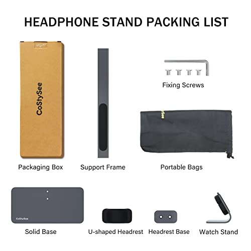 CoStySee Headphone Stand for Airpods Max with Auto-Sleep Mode Aluminum Sleep Holder with Anti-Slip Base and U-Shaped Silicone Headrest for Airpods Max(Gun Black)