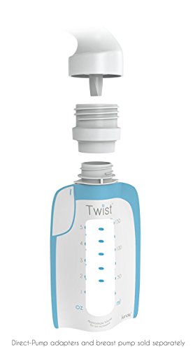 Kiinde Twist Pouch Direct-Pump Direct-Feed Twist Cap Breast Milk Storage Bag for Pumping, Freezing, Heating and Feeding, Pre-Sterilized, Breast Feeding Essentials, 6 Ounce, Pack of 20