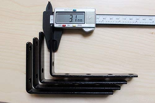 MHMYDZ 4 Pcs Black Steel Heavy Duty"L" Corner Brace Joint Angle Bracket Shelf Bracket Wall Hanging with Screws 125mmX75mm/5 InchX3 Inch Decorative Corner Brackets Joint Angle Bracket