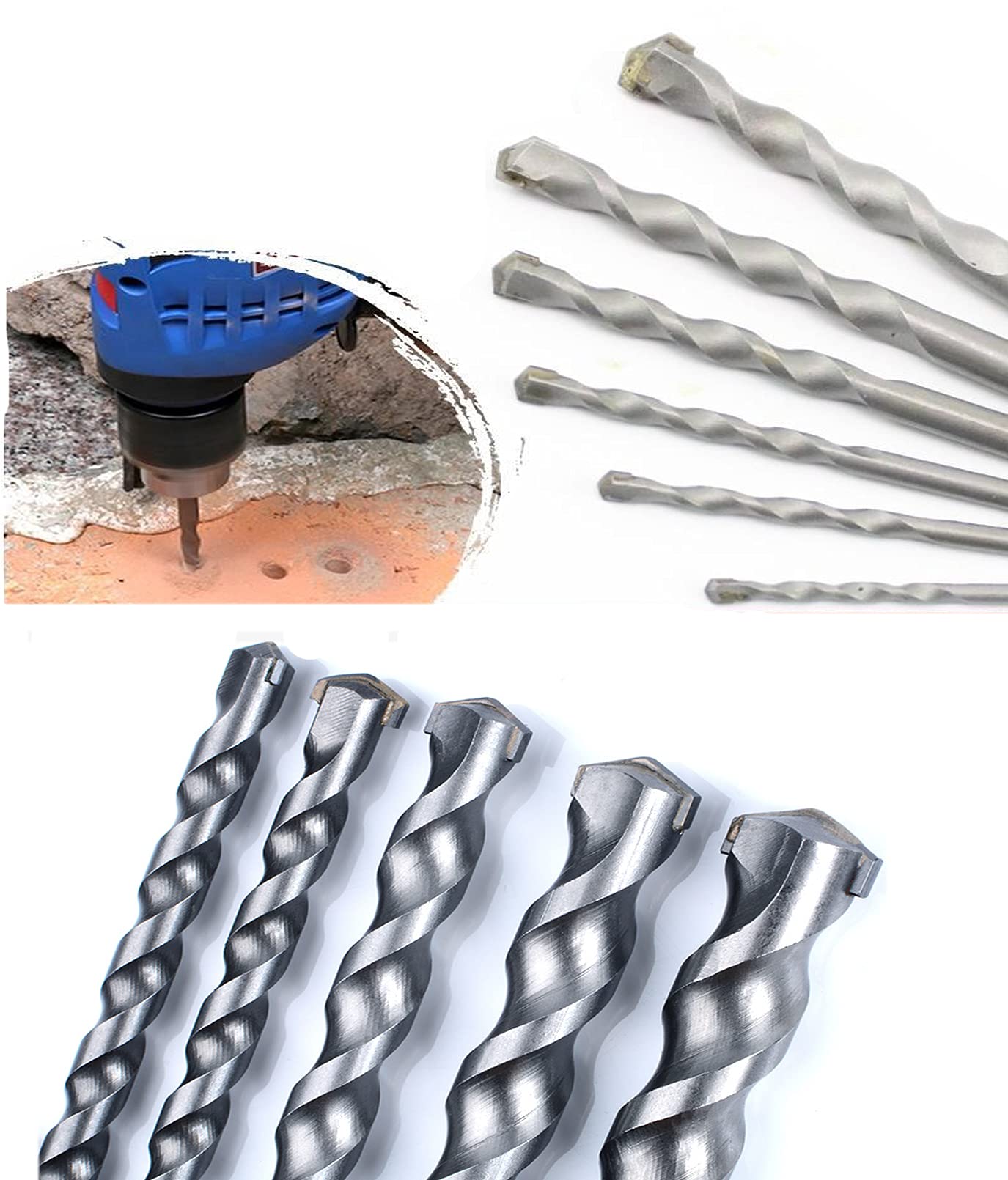 Masonry Drill Bits 3/16 in.x 3-1/2 in. Carbide Tip Flat Shank Drill Concrete Stone Bricks-10Pcs