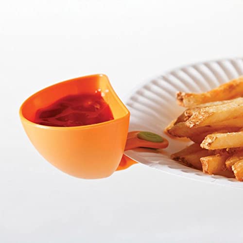 Dip Clip for Bowls Plates 4PCS Plastic Dish Chip Bowl and Dip Serving Set Sauce Holder for Spice Tomato Sauce Salt Veggie Vinegar Ketchup