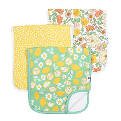 Copper Pearl Baby Burp Cloth Large 21''x10'' Size Premium Absorbent Triple Layer 3-Pack Gift Set Lemon