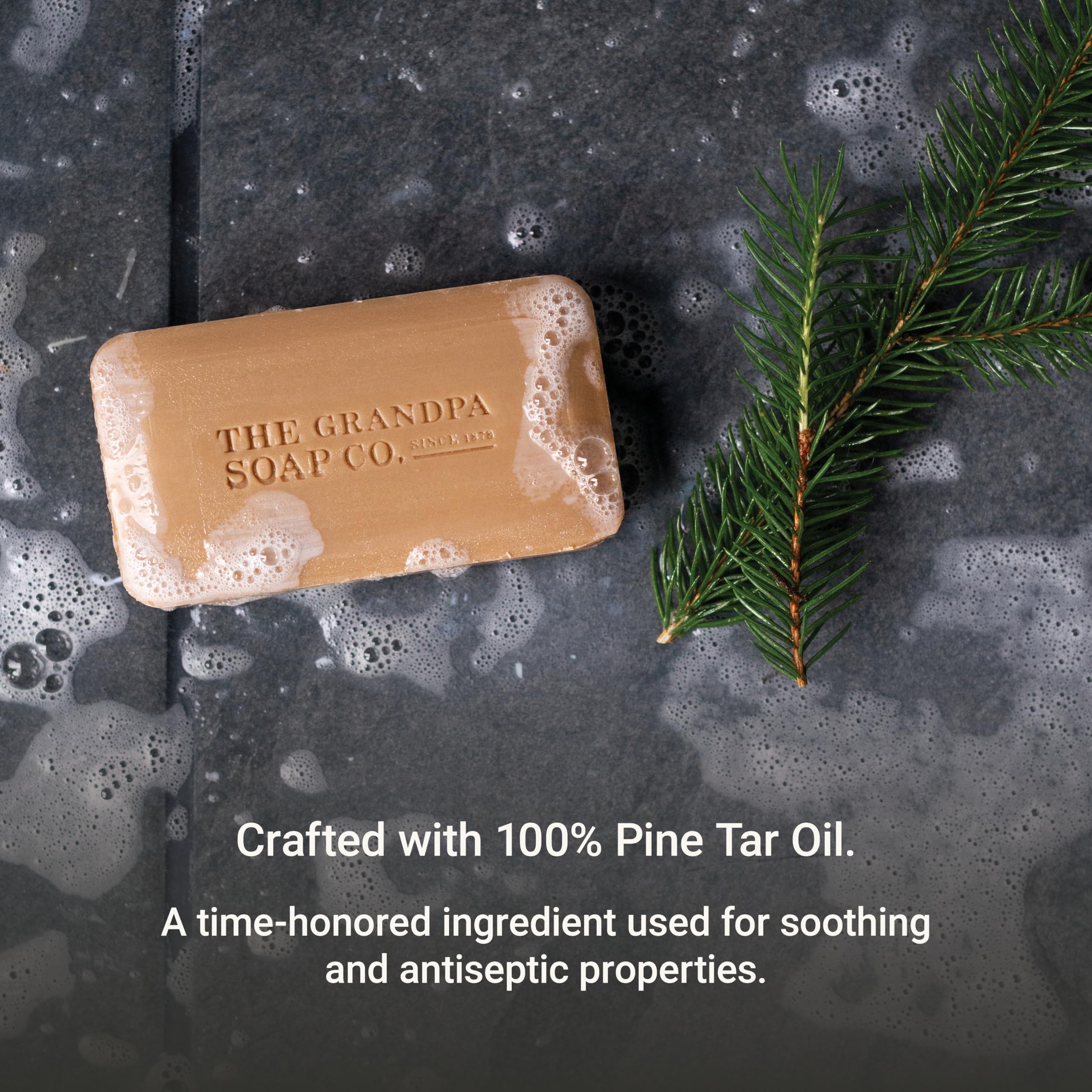 Pine Tar Bar Soap by The Grandpa Soap Company | The Original Wonder Soap |Vegan, 3-in-1 Cleanser, Deodorizer & Moisturizer | 3.25 Oz. Each – 2 Pack