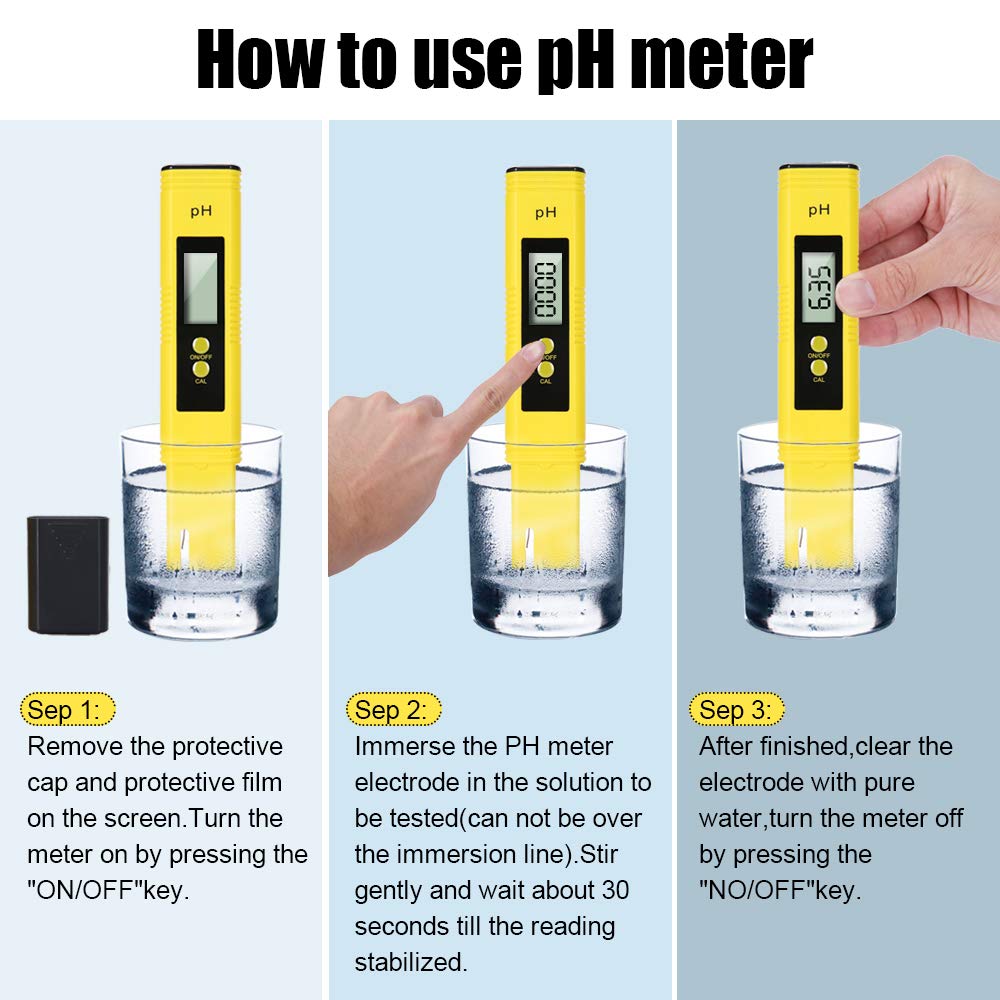 PH Meter Digital Water Tester, 0.01High Accuracy Water Quality Tester Pen with 0-14 PH Measurement Range for Drinking Water, Plant, Swimming Pool