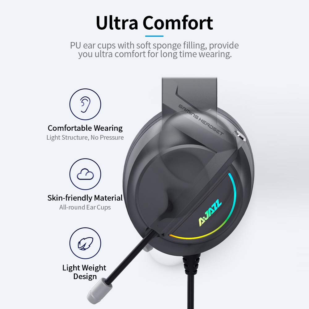 Docooler AX365 Channel Surround Gaming Headset Noise Cancelling Retractable MIC Headphone Earphone Soft Ear Cups