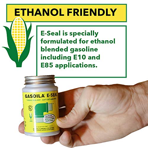Gasoila - GE04 E-Seal Pipe Thread Sealant with PTFE Paste, Non-Hardening, -100 to 600 Degree F, 1/4 Pint Brush