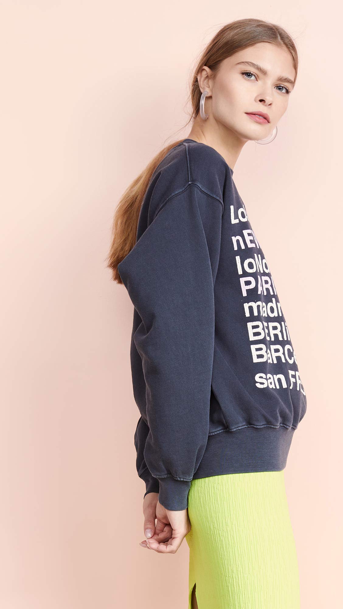 ANINE BING Women's City Love Sweatshirt, Charcoal, Grey, Graphic, XS