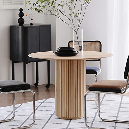 BAYCHEER Round Pedestal Casual Table Simplicity Style Circular Tabletop Dining Room Home Furniture - Wood 27.6" L x 27.6" W x 29.5" H (Table Only)