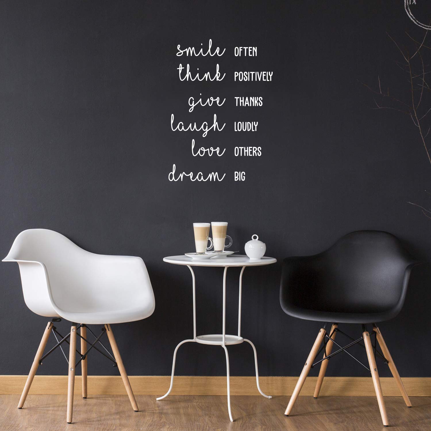 Vinyl Wall Art Decal - Smile Think Give Laugh Love Dream - 30" x 22" - Modern Motivational Positive Quote Sticker Design for Girls Bedroom Closet Home Office Kids Room Classroom Decor (White) (White)