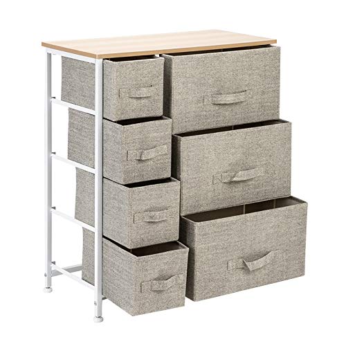 Dresser with 7 Drawers, Storage Drawers Unit for Bedroom, Hallway, Closet, Metal Frame, Wood Top, Easy Pull Fabric Drawers, Linen / Natural