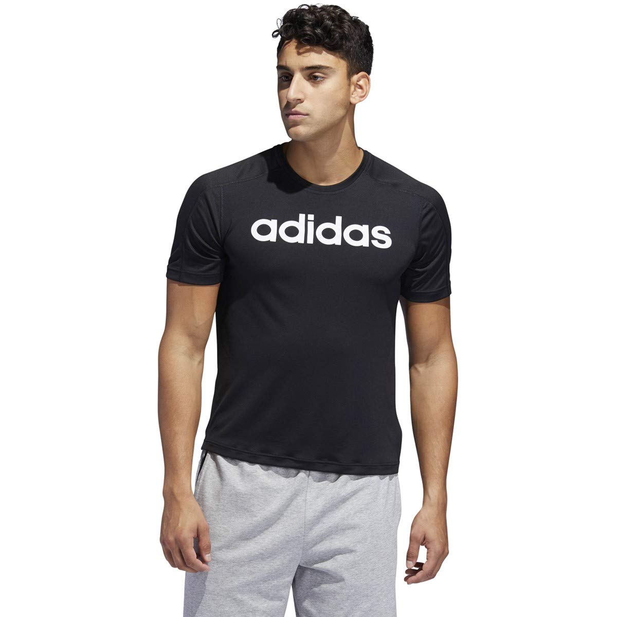 adidas Men's Brush Stroke Box Logo Graphic T-Shirt (Black/Brush Stroke Box, Large)