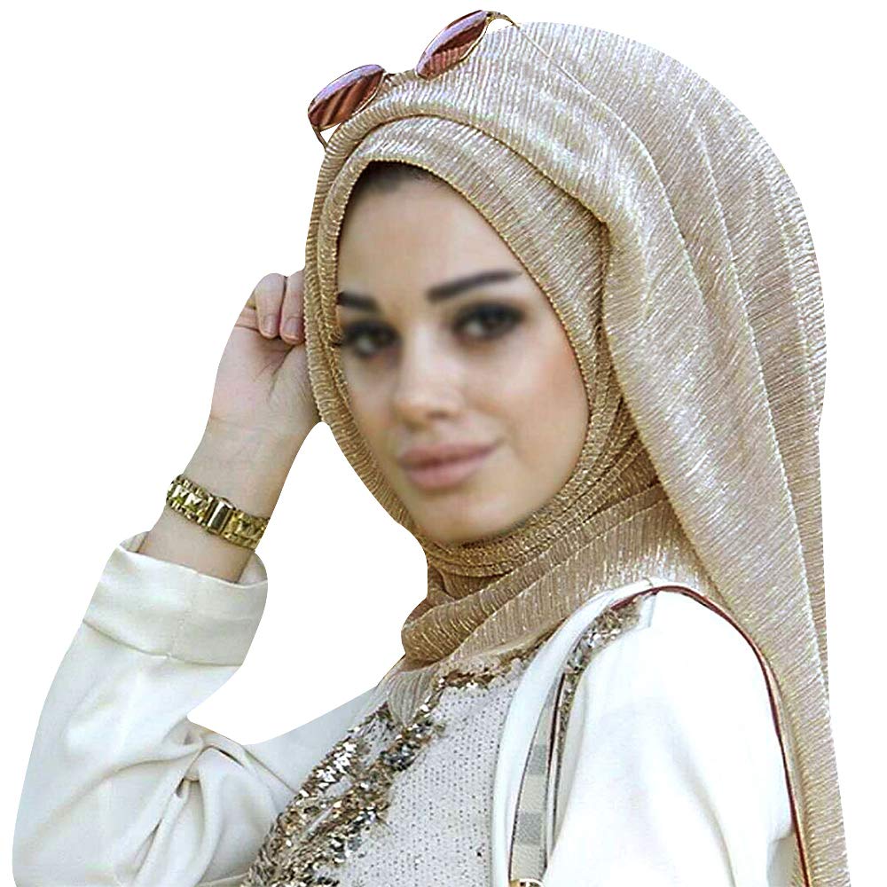 Adela Women Lightweight Scarf Muslim Turban Hijab Cap Long Scarf Wrap Shawl, 4, One Size