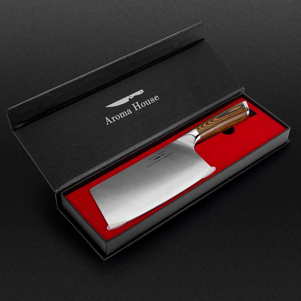 Aroma House Christmas Gift Set,7" Meat Cleaver and 4" Paring Knife