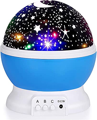 Kids Star Night Light, 360-Degree Rotating Star Projector, Desk Lamp 4 LEDs 8 Colors Changing with USB Cable, Best for Children Baby Bedroom and Party Decorations
