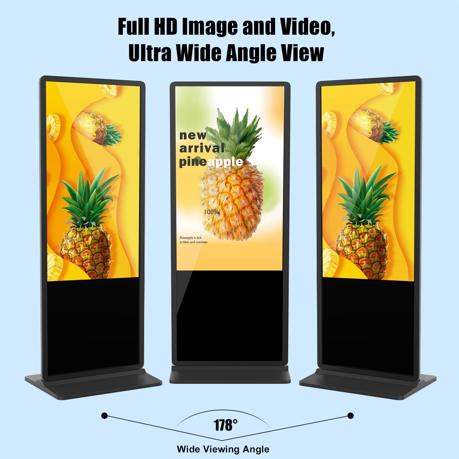 65 Inch Digital Signage Kiosk Non-touchscreen,8GB+128GB Android 11, Floor Standing Lcd Digital Signage, Commercial Interactive Advertising Display Screen, Digital Signage with Auto Media Player Black