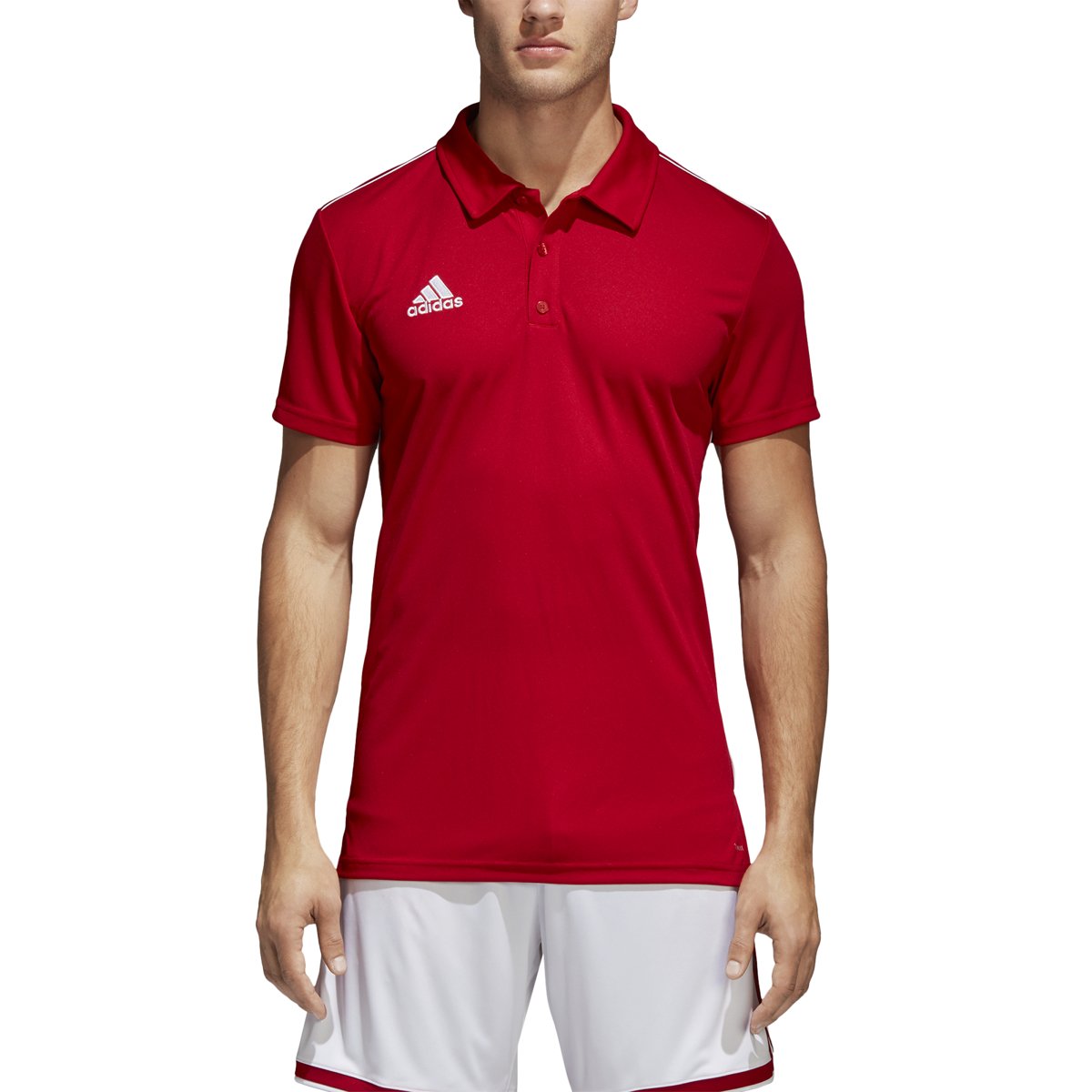 adidas Men's Core 18 Climalite Soccer Polo Shirt, Black/White, Large