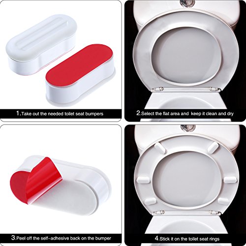 Blulu 8 Pieces Toilet Seat Bumpers Universal Seat Bumper Kit Replacement Bumpers with Strong Adhesive