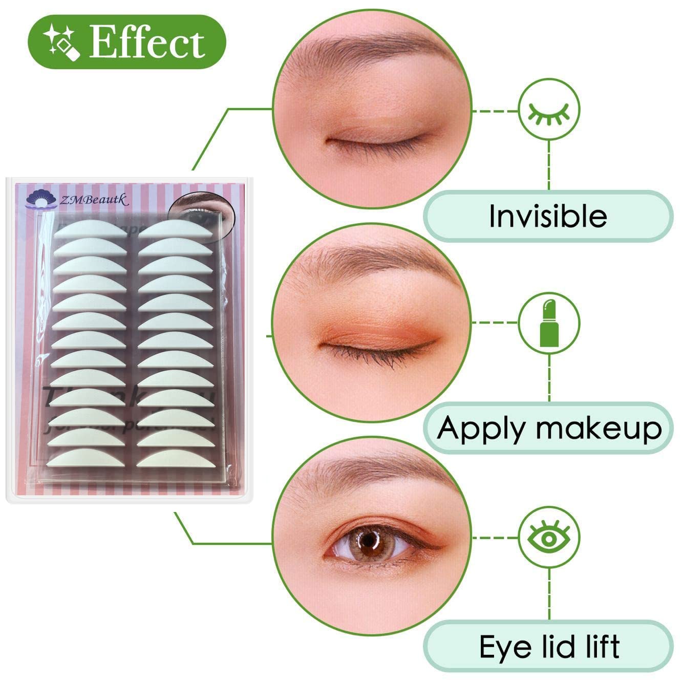 6MM Self-Adhesive Eyelid Tapes One-Sided Sticky Eyelid Stickers Beauty Tools, Eyelid Lift Strips for Hooded Droopy Uneven Mono-eyelids