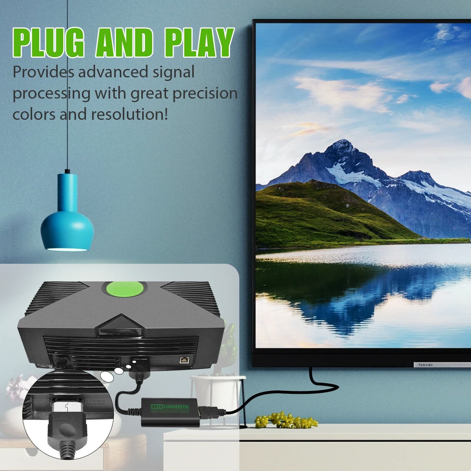HDMI Converter for Original Xbox HDMI Adapter Cable for Microsoft Xbox Retro Video Game Console