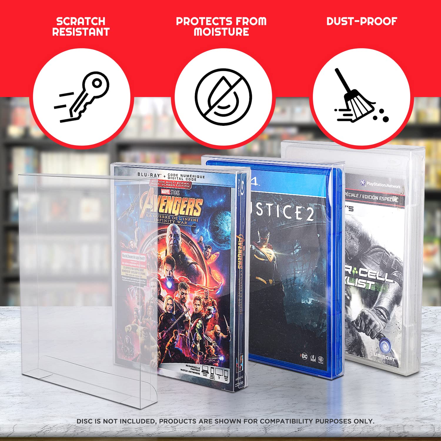 EVORETRO Premium Video Game Box Protector Case compatible for PS4 games, XBOX1 games, PS3 games - Premium Console Game Storage Solution - PET Protector case