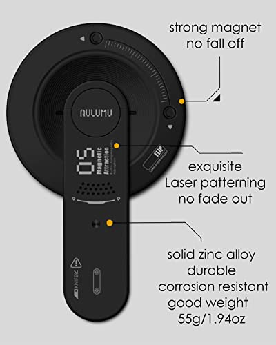 Aulumu G05 [4-in-1] Mag Safe Phone Grip [2023 Unique Design], Removable 360° Adjustable Phone Kickstand with Box Opener, Compatible with iPhone 14&13&12 Series (Black)