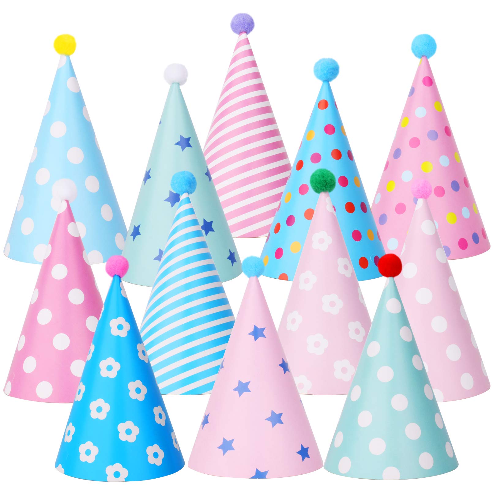 Beurio Birthday Party Cone Hats, 12 PCS