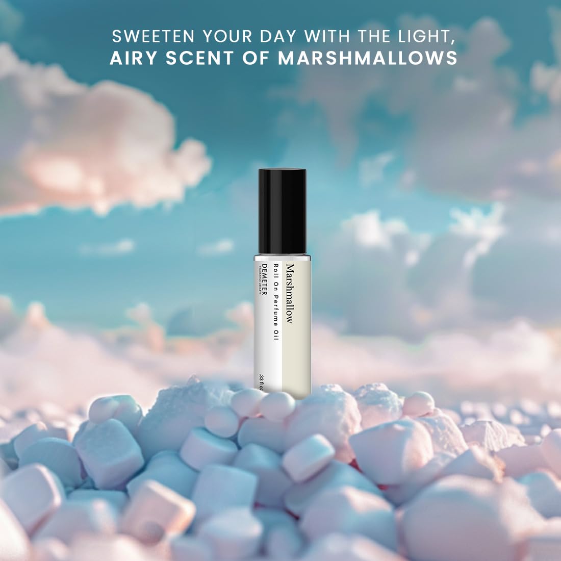 DEMETER Marshmallow Roll On Perfume Oil, 0.33 Oz, Long-Lasting