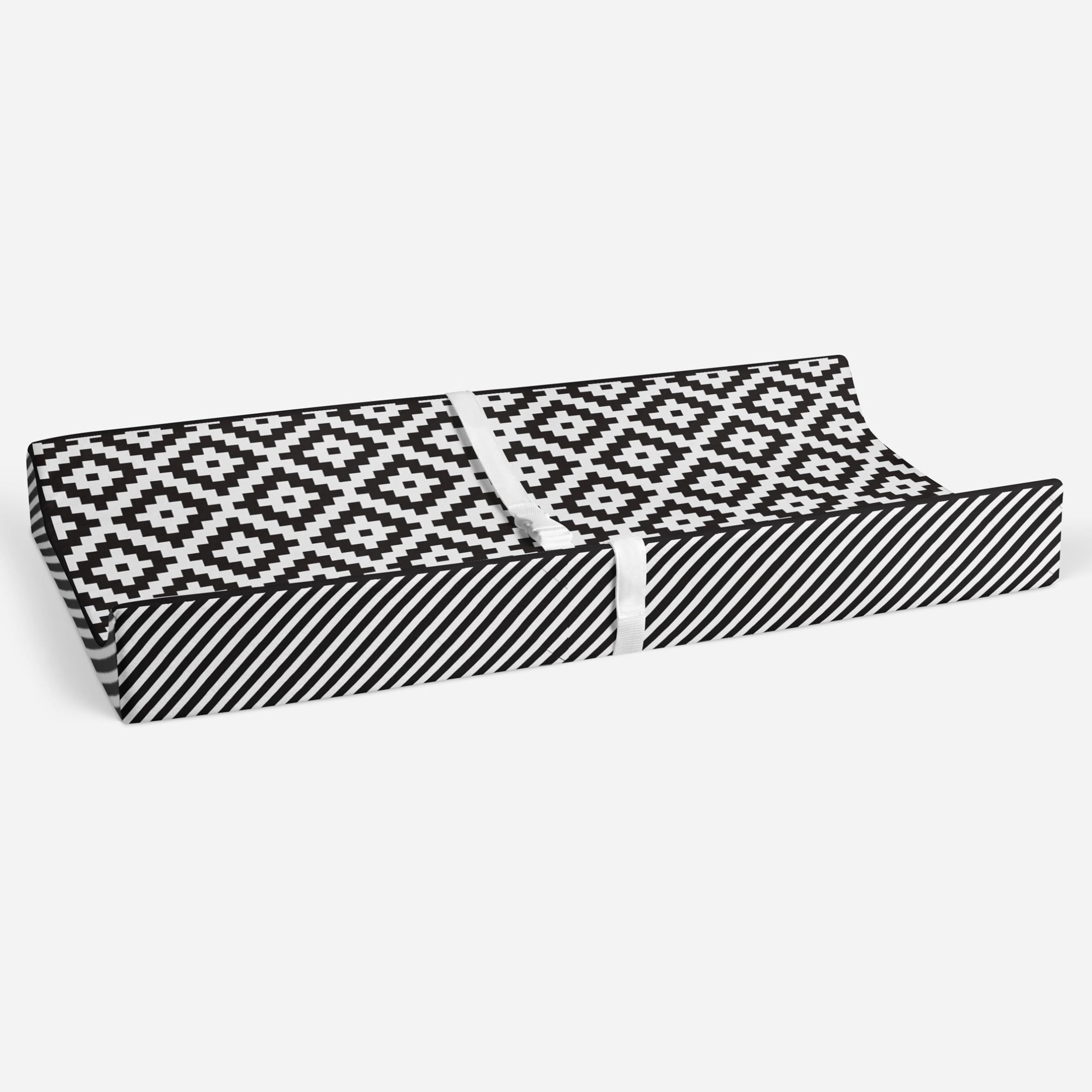 Bacati Love Warp Stripes Diaper Changing Pad Cover, Black/White (LOBKWSTCPC)