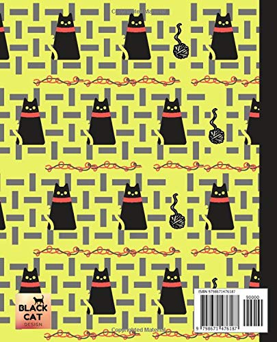 Composition Notebook | College Ruled | 110 Sheets for Back to School, Office or Home: Black Cat Design (Yellow) | Home School Supplies for Students K-12 and College