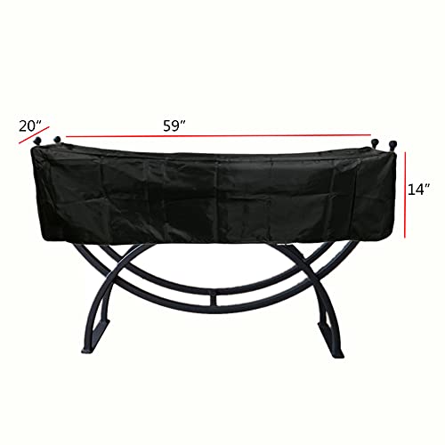 Becony Curved Firewood Rack Cover - Half Round Log Wood Pile Storage Protector for Indoor Outdoor, 210D Heavy Duty, 59 Inch (Black)
