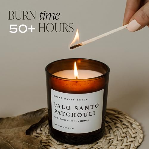 Sweet Water Decor Pumpkin Spice Candle - Fall Candles with Pumpkin, Clover, Cinnamon & Vanilla Scent for Home - Pumpkin Candle with 50 Hours Burn Time - 11Oz Wood Lid Amber Jar Pumpkin Soy Candles