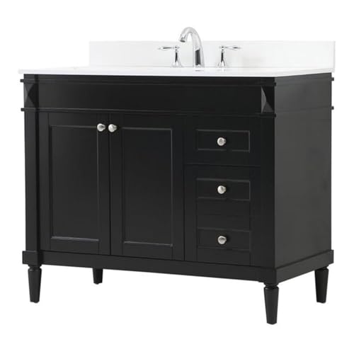 Elegant Decor Indoor Modern Under Sink Bathroom Fixtures Storage Organizer Cabinet 42 inch Single Bathroom Vanity - Black with backsplash