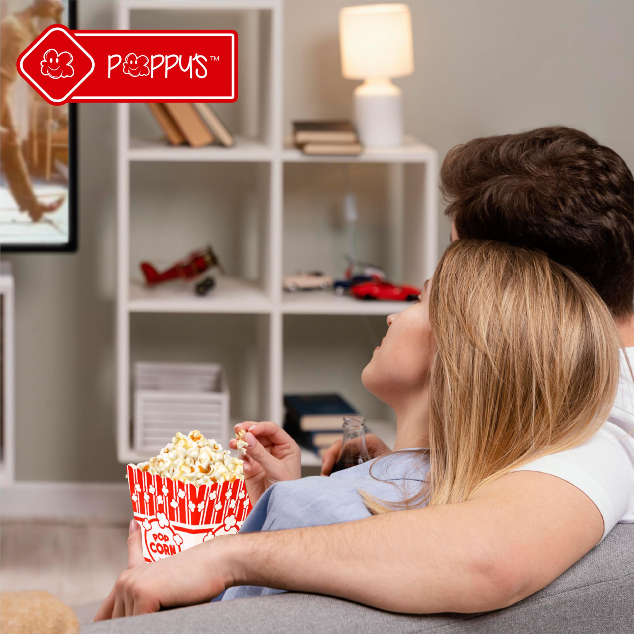 Poppy's Small Popcorn Boxes β 40 Pack 30 Oz Concession-Grade Popcorn Buckets, Popcorn Machine Accessories for Popcorn Bars, Movie Nights, Concessions