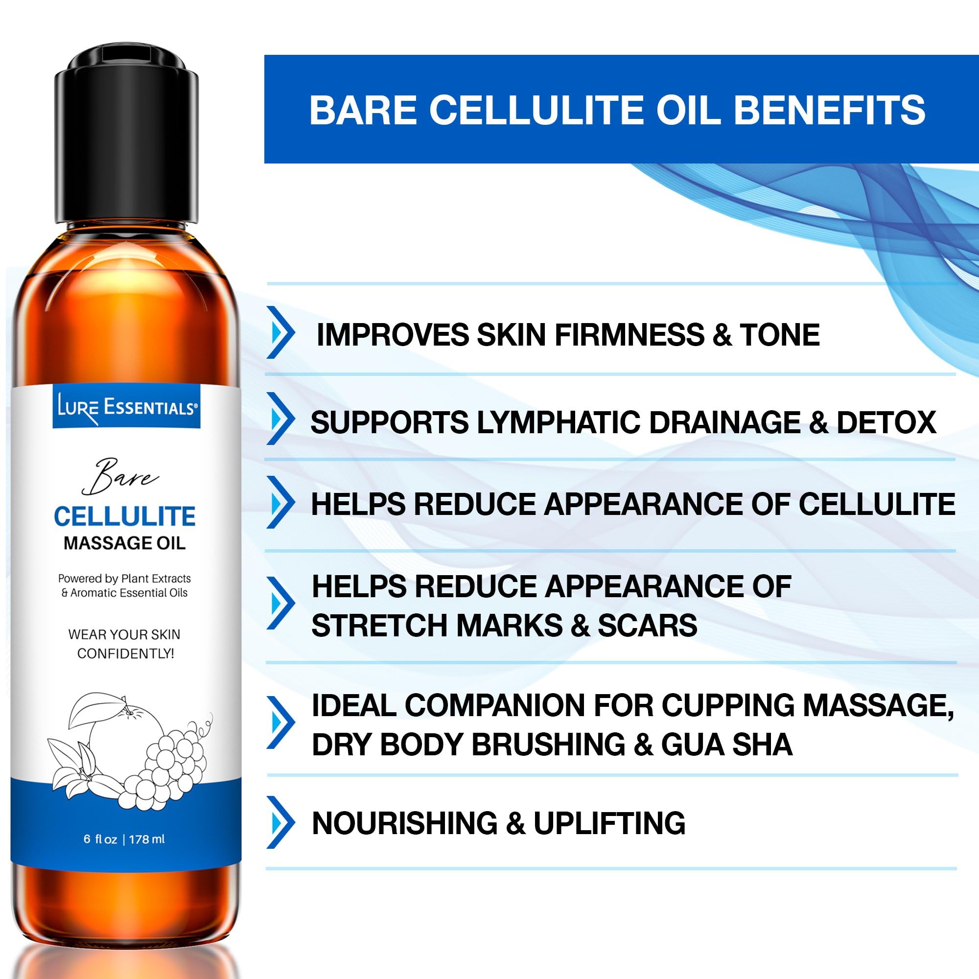Hydrating Cellulite Body Massage Oil Stretch Mark Oil - 6 fl oz