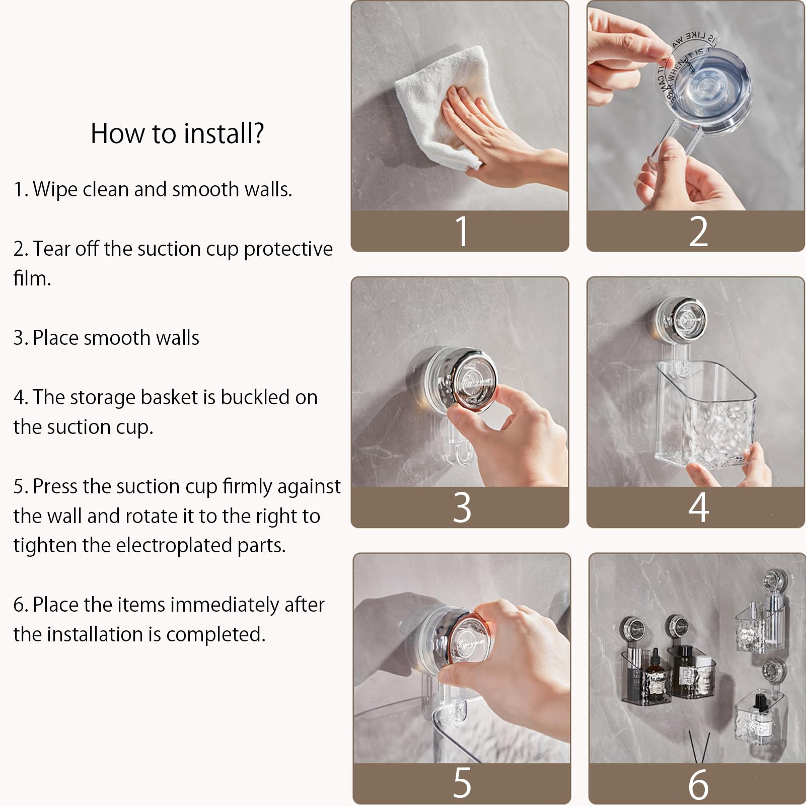 DOHV Light Luxury Style Glacier Pattern Suction Cup Shelf, 2024 New Suction Cup Shower Caddy, Bathroom Strong Suction Cup Storage Rack Kitchen Punching Free Storage Basket (Transparent white-b)