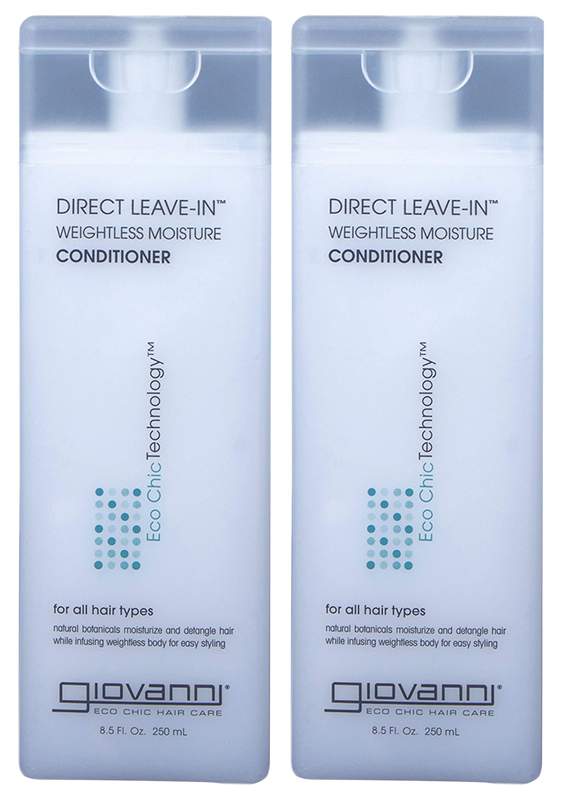 GIOVANNI COSMETICS Eco Chic Direct Leave-In Conditioner Weightless Moisture Conditioner - Proteins & Vitamins to Moisturize, Nourish and Detangle Your Hair (8.5 Ounce / 250 ml - PACK OF 2)