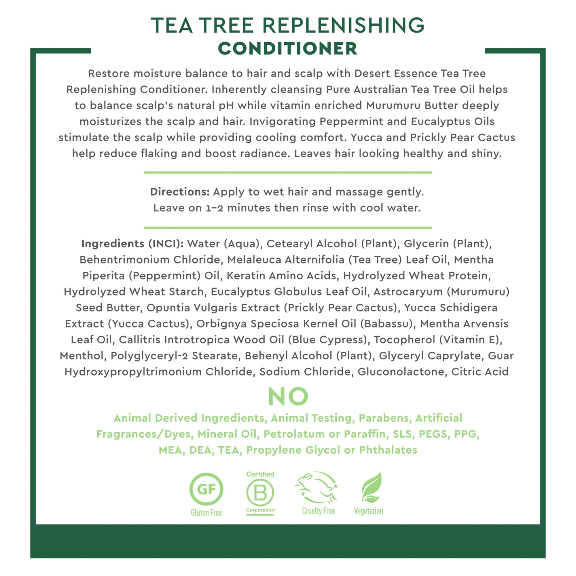 Desert Essence Tea Tree Replenishing Shampoo and Conditioner Bundle - 12.7 Fl Ounce - Therapeutic - Peppermint & Yucca - All Skin Types - Tea Tree Oil - Restore & Nurture Hair