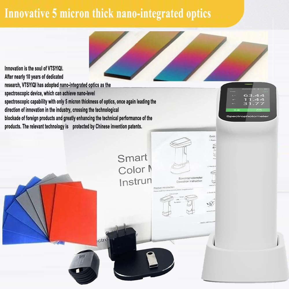 VTSYIQI Spectrophotometer Paint Spectrophotometer Handheld Spectrophotometer Colorimeters for Car Paint Printing Paint with Ultra-high Repeatability Accuracy 0.03 Storage 10000 Data APP Mass Stirage