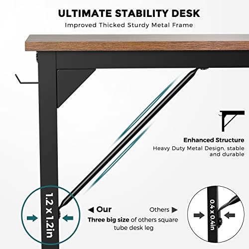 Computer Desk - 47 Inch Office Desk, Modern Desk with Storage, Wood Writing Desk, Corner Desk for Small Space, Executive Work Desk, Home Desk for Bedroom