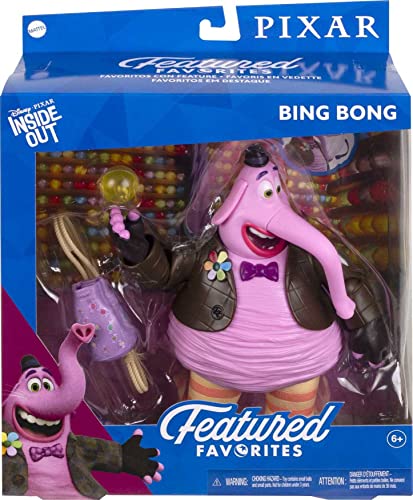 Disney Pixar Featured Favorites Bing Bong Inside Out Collectable Figure, Cotton Candy Scent, Highly Posable Authentic Look & Accessories, Collectors Gift Ages 6 Years & Up