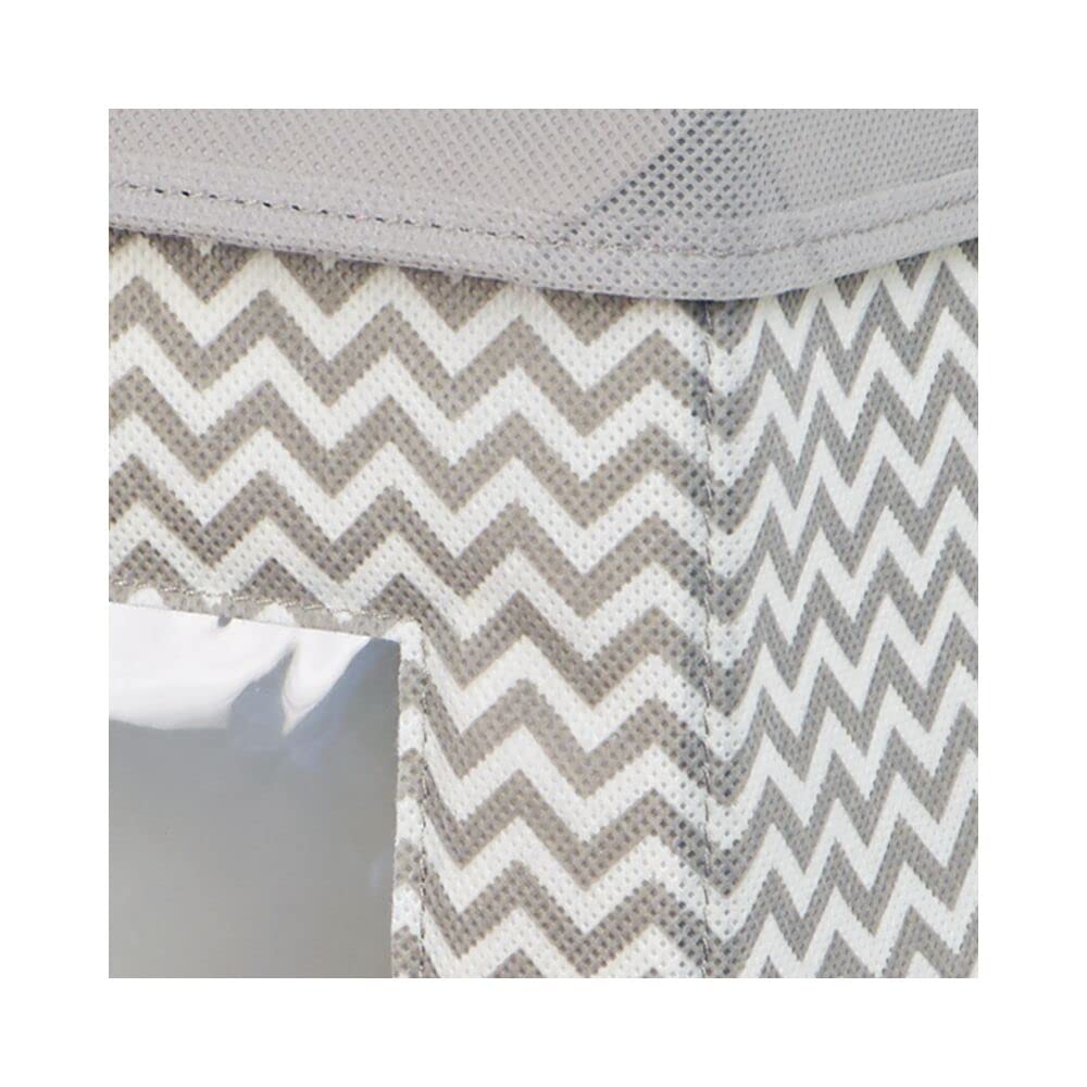 mDesign Large Soft Stackable Fabric Baby Nursery Storage Organizer Holder Bin Box with Front Window/Lid for Child/Kids Bedroom, Playroom, Classroom, Spira Collection, 4 Pack, Taupe/Natural