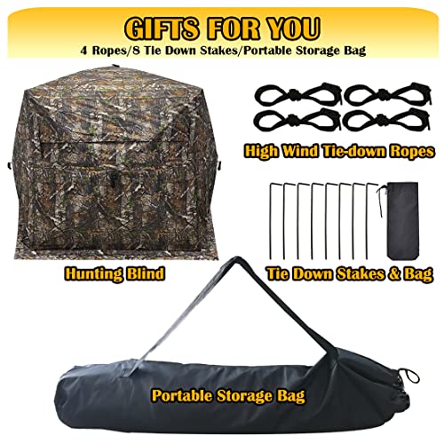 CROSS MARS Extra Large Tall 3-4 Person 5-Sided Hunting Blind 288 Degree See Through Ground Camouflage Portable Pop Up Turkey Deer Blinds Tent