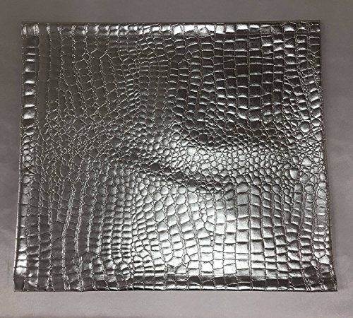 luvfabrics 18"x18" Silver Crocodile Embossed Shiny Faux Leather Vinyl Pillow - Insert Included! (Set of 2)