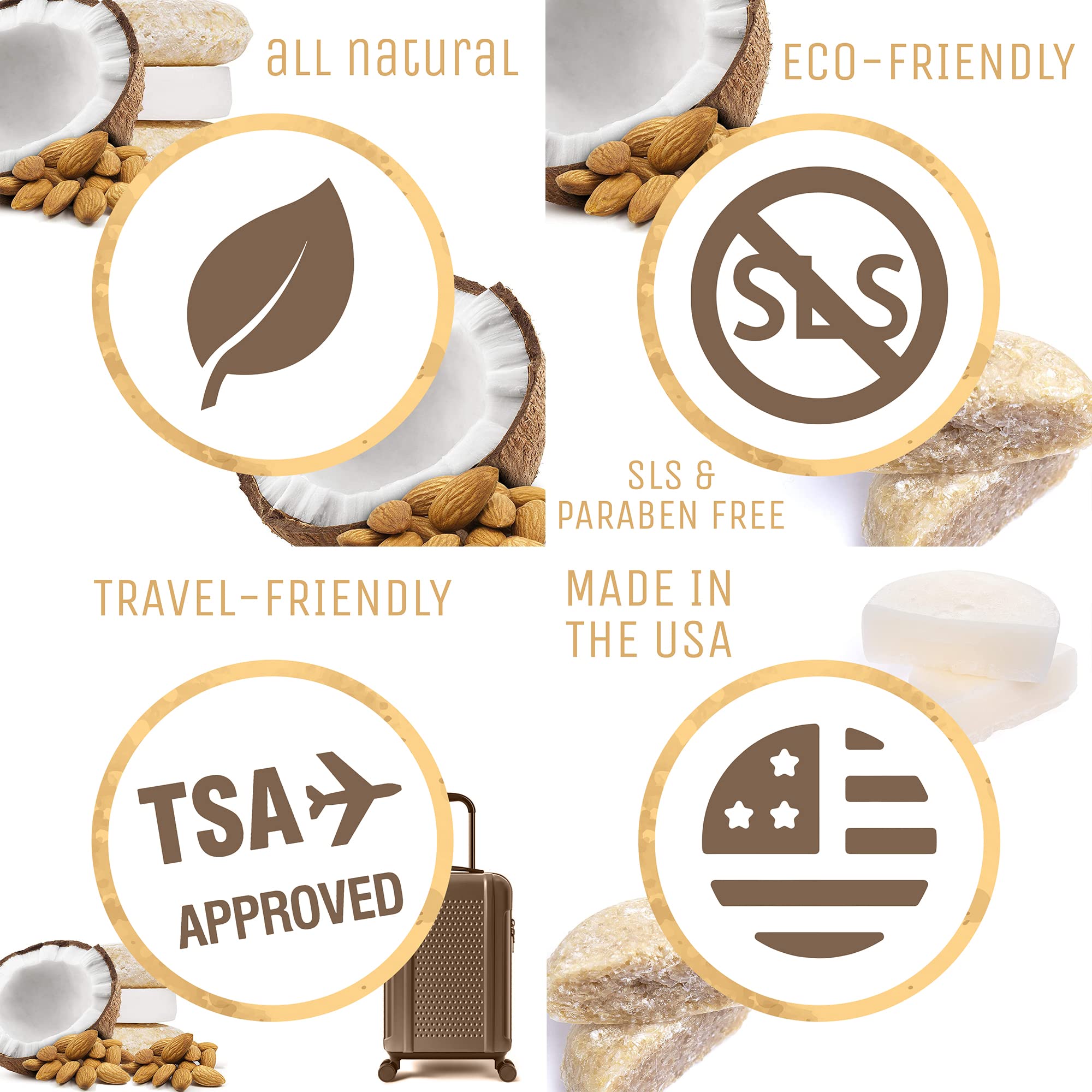 Shampoo & Condition Bars: Includes 1 Shampoo Bar + 1 Conditioner Bar. All Natural, Safe for Color Treated Hair, SLS Free, Shampoo Bars (Coconut Almond)
