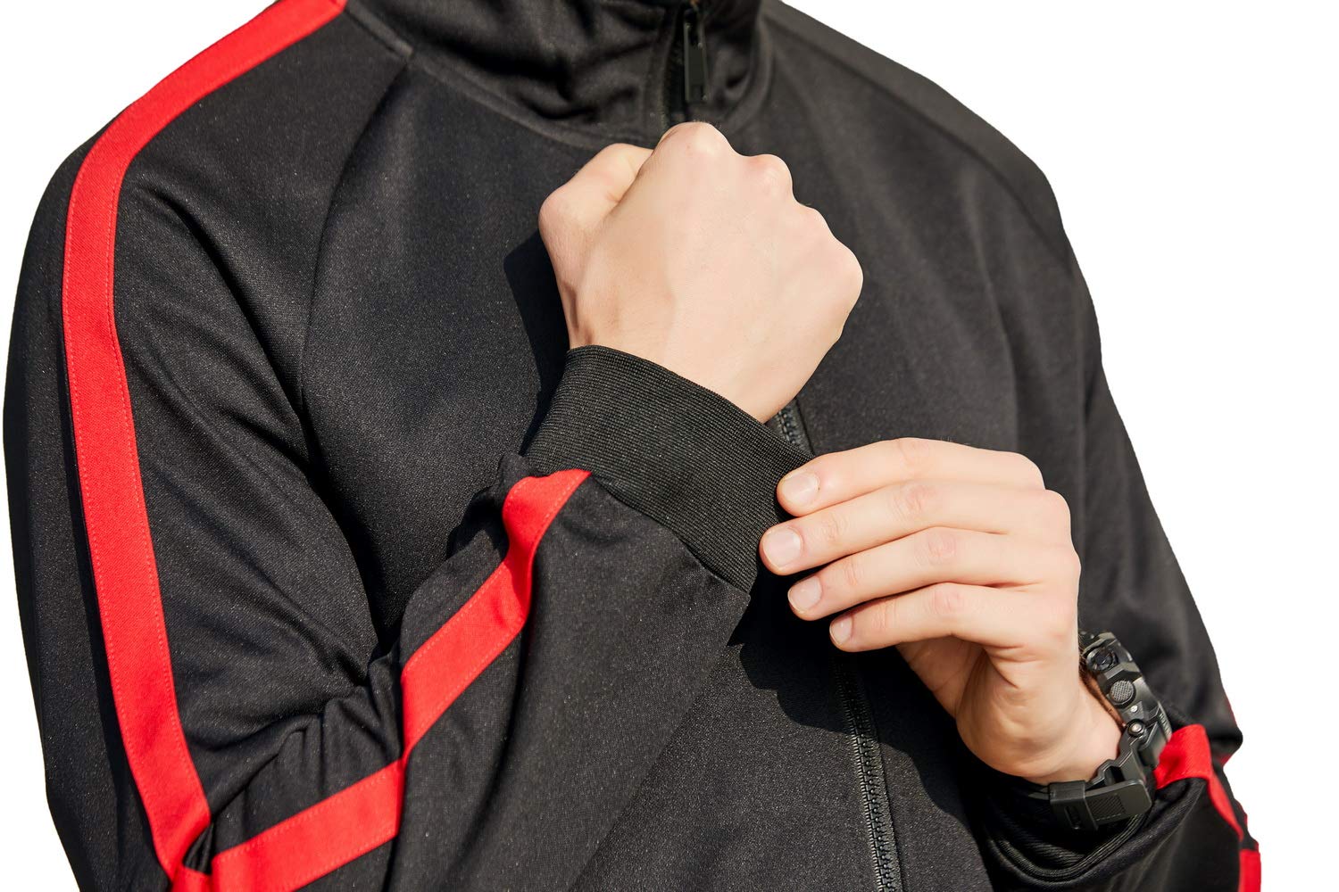 Allviper Activewear Full Zip 2 Pieces Tracksuit Set for Men Black and Red