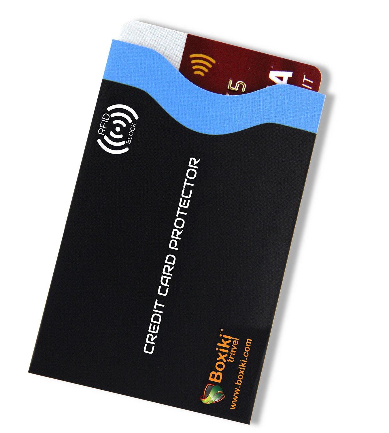 Boxiki Travel Set of 12 RFID Blocking Sleeves Best way to Protect your Cards from Electronic Theft. Durable, Lightweight and Compact Design to fit in any Pocket or Purse. (Navy Blue)