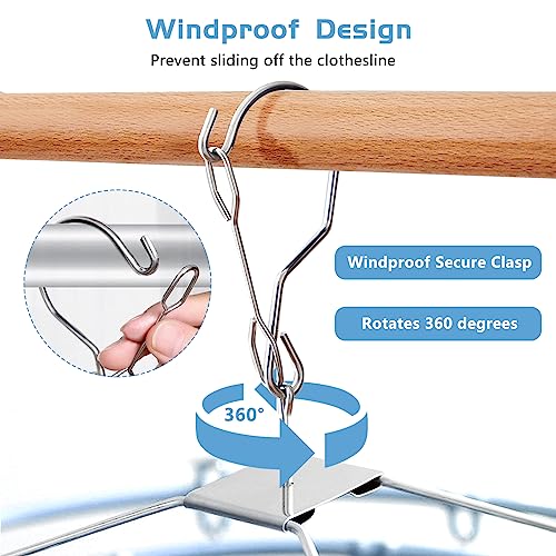 Cayxenful Clothes Drying Rack Stainless, 360° Rotating Steel Laundry Drying Rack Whit 24 Clips, Foldable Drying Rack, Drip Drying Hanger for Socks, Bras, Lingerie, Clothes